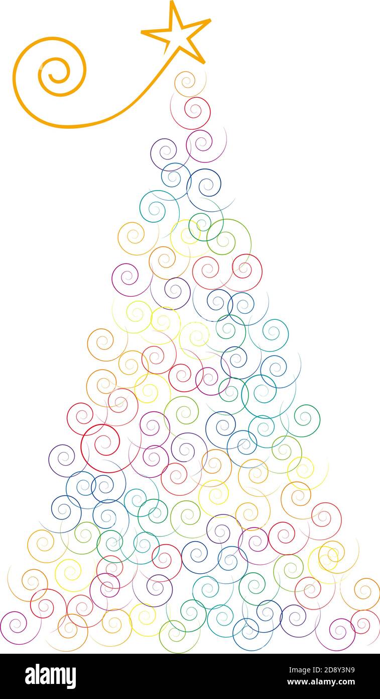 Vector Christmas tree with curls Stock Vector Image & Art - Alamy