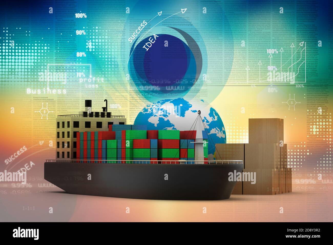 Digital illustration of World cargo transport concept Stock Photo - Alamy