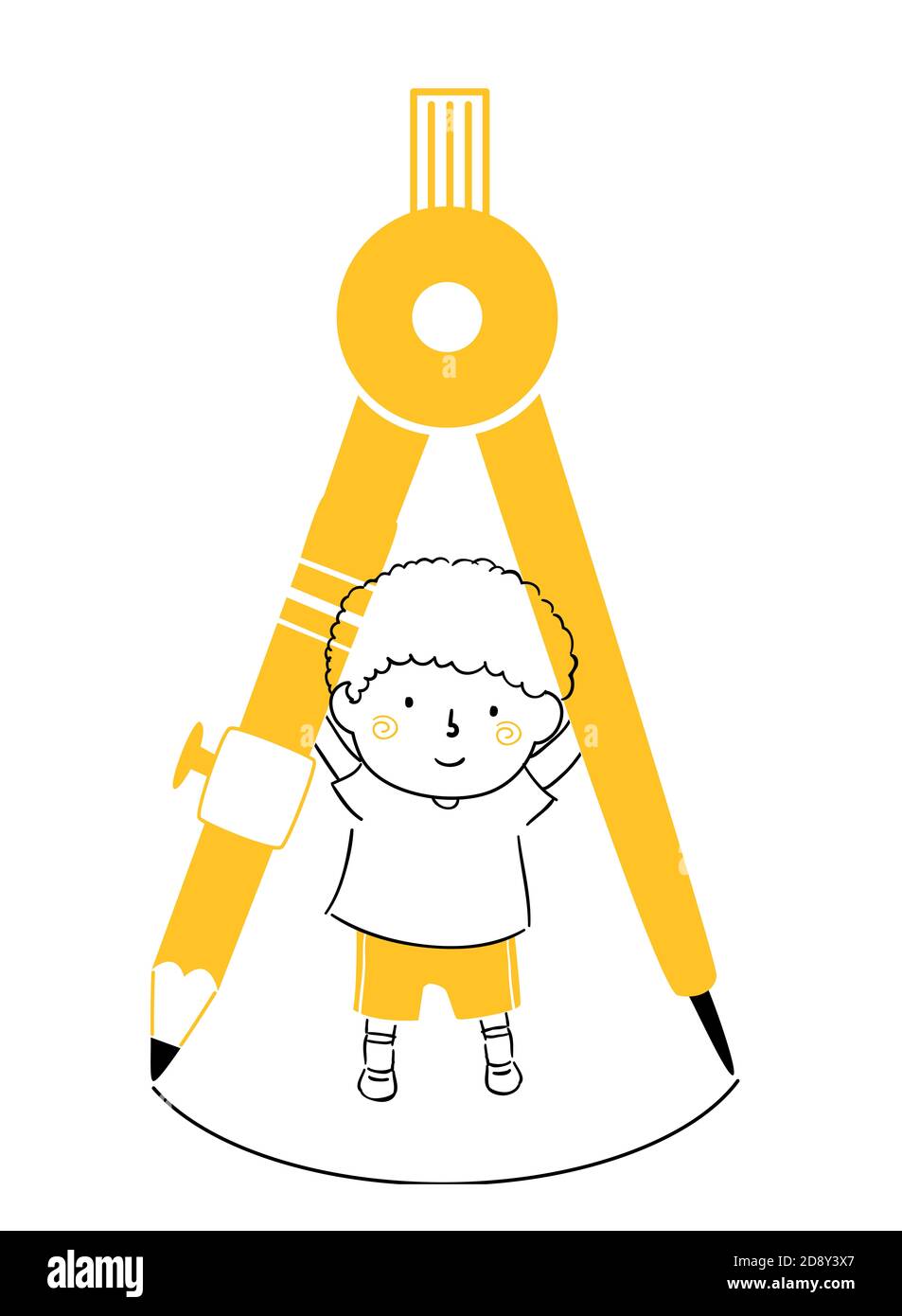 Illustration of a Kid Boy Holding a Big Compass with Pencil for ...