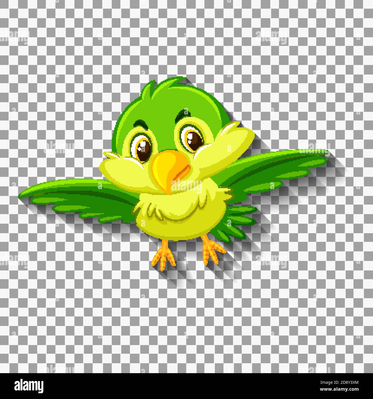 Cute green bird cartoon character illustration Stock Vector Image & Art ...