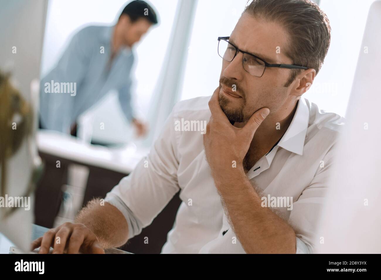 business man working on a personal computer Stock Photo - Alamy
