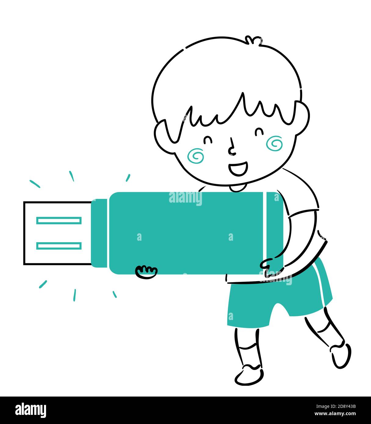 Illustration of a Kid Boy Holding a Big USB Flash Drive Stock Photo - Alamy