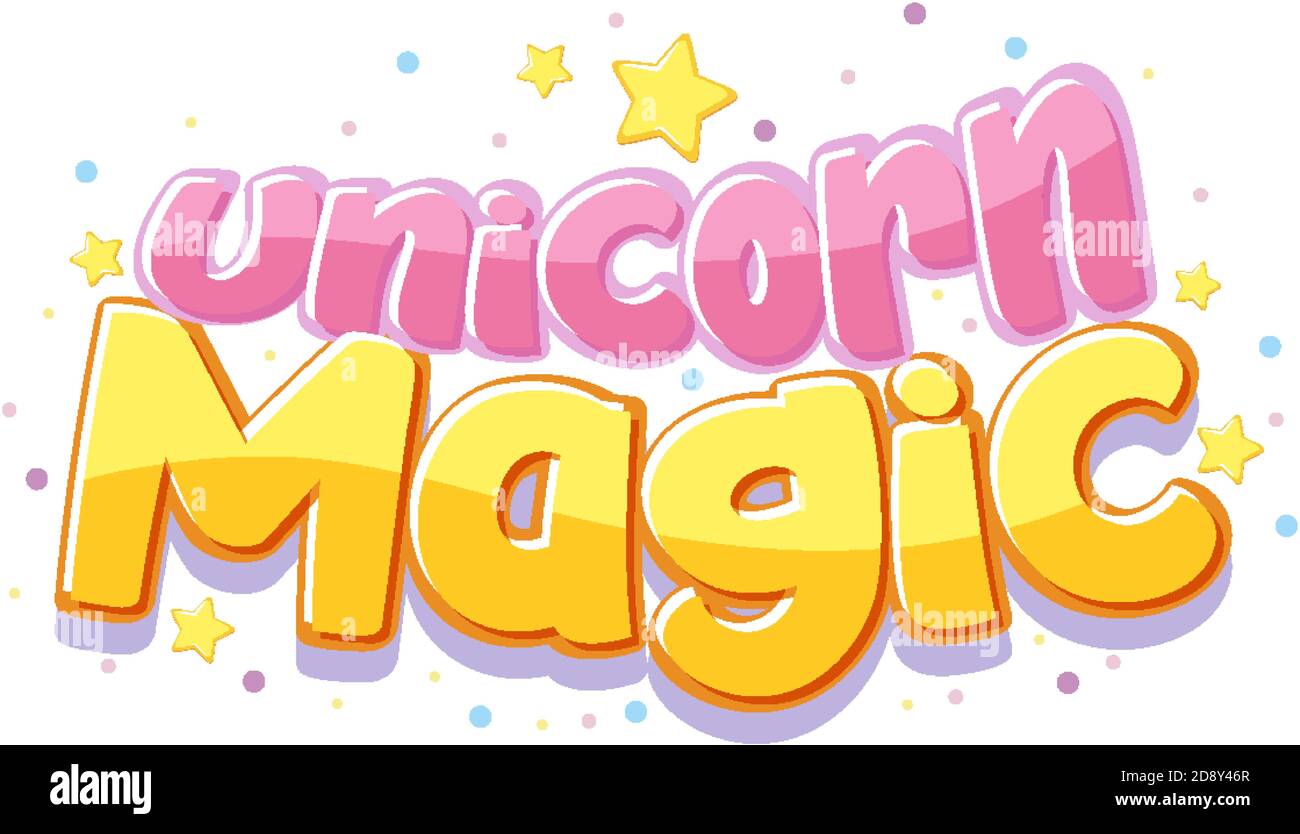 Unicorn magic logo in pastel color with star confetti illustration ...
