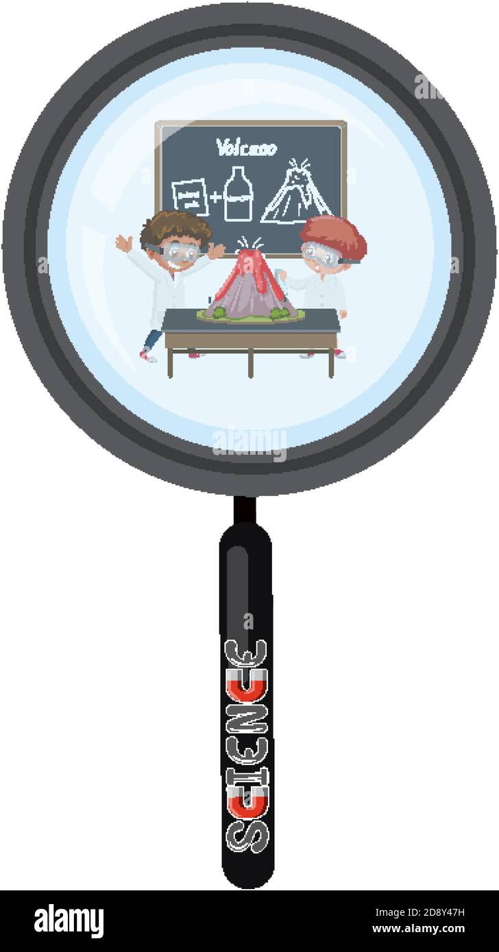 Scientist in magnifying glass isolated illustration Stock Vector Image ...