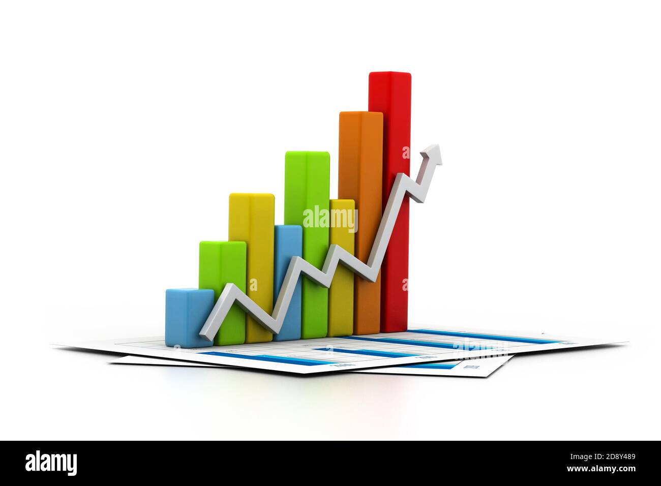 Business chart with growth graph Stock Photo - Alamy