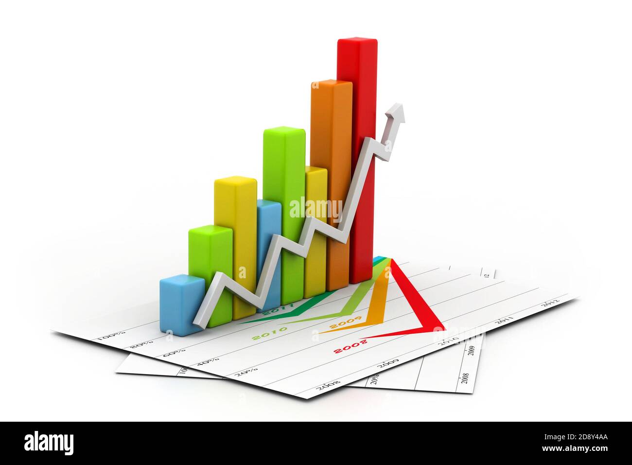 Business chart with growth graph Stock Photo - Alamy