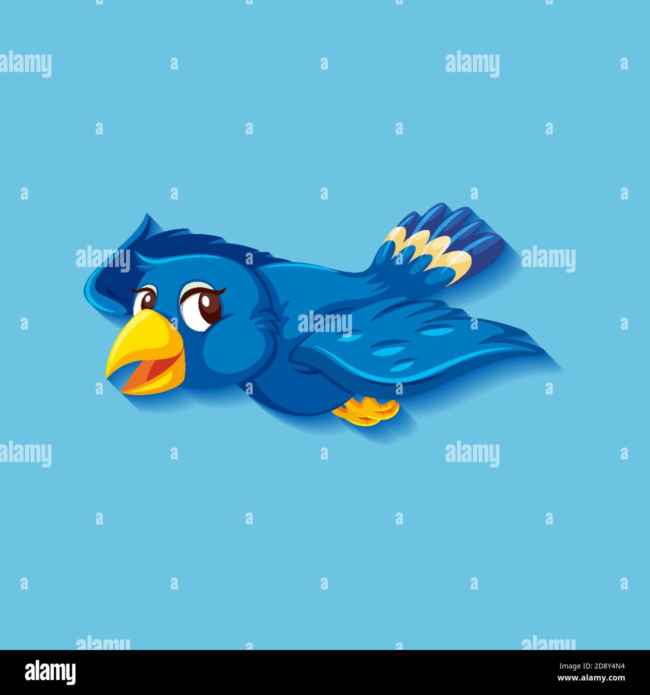 Cute blue bird cartoon character illustration Stock Vector Image & Art ...