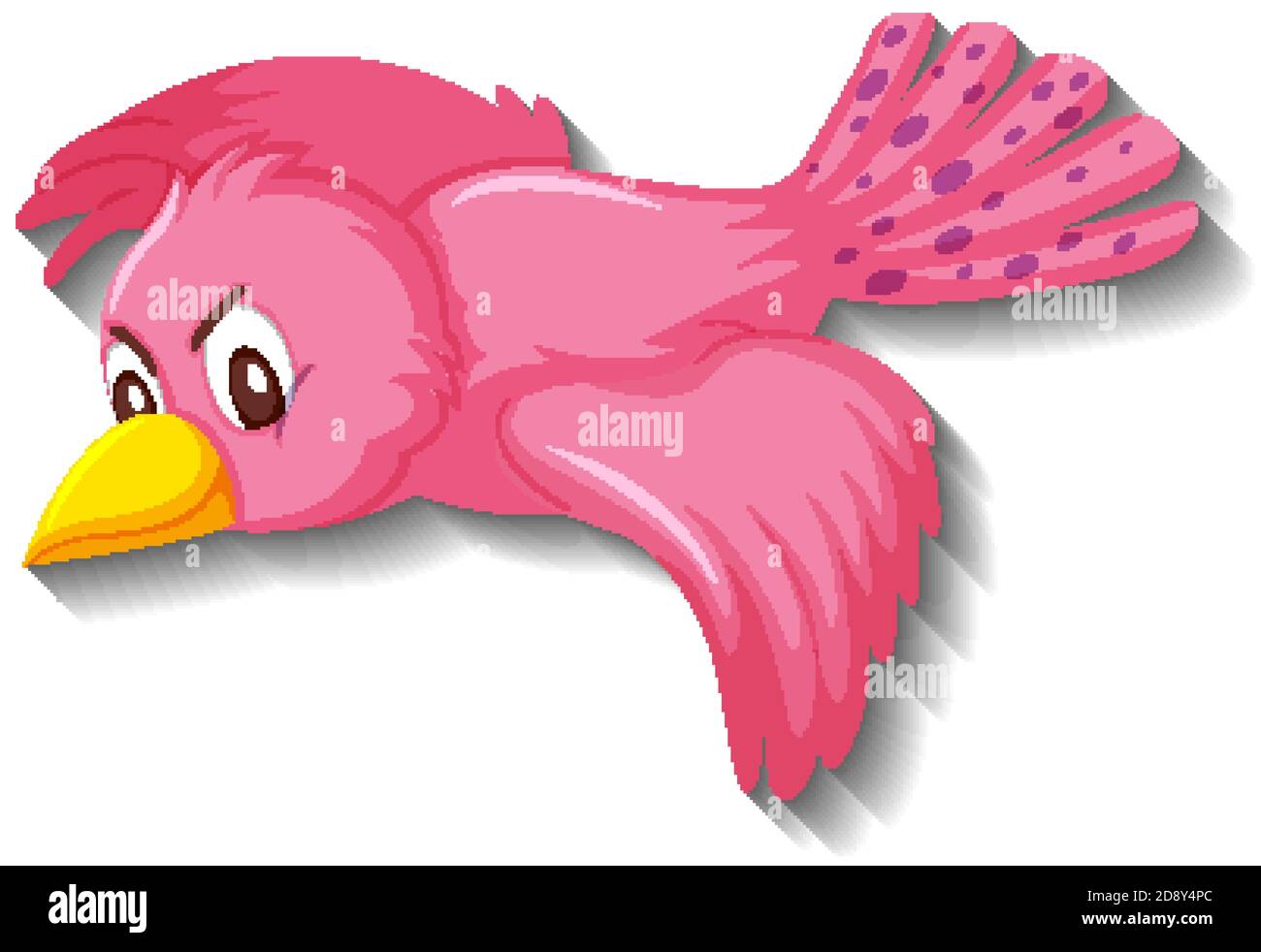 Cute pink bird cartoon character illustration Stock Vector Image & Art ...