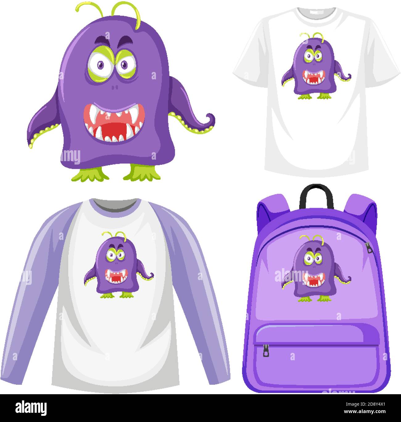 Set of monster facial expression clothes mock up illustration Stock ...