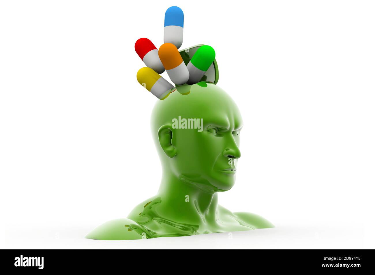 Capsule in open human head Stock Photo - Alamy