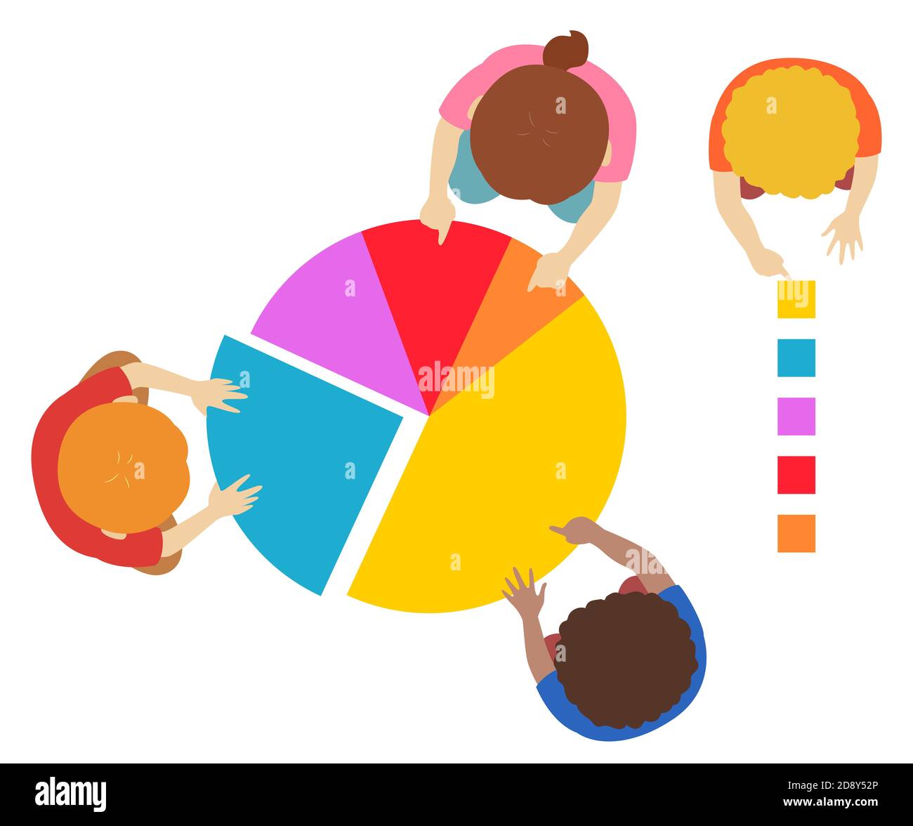 Illustration of Kids Students Learning About Pie Charts and Legend ...