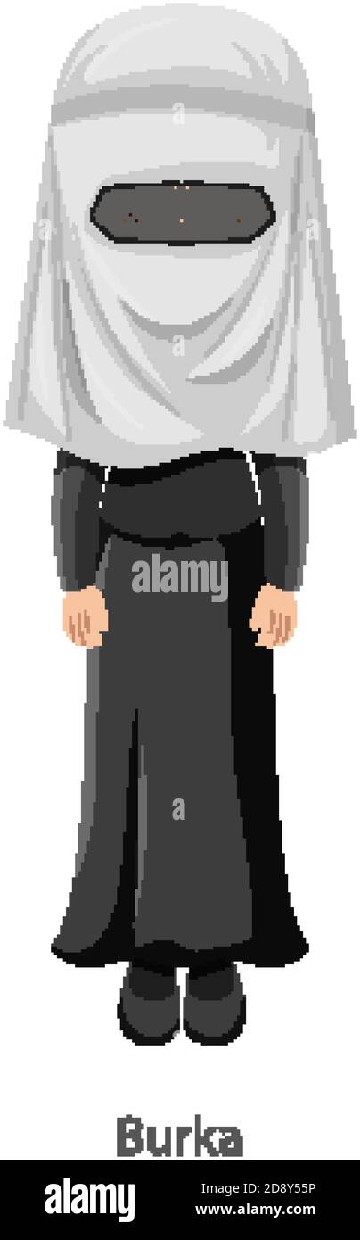 A woman wearing Burka Islamic traditional veil cartoon character ...