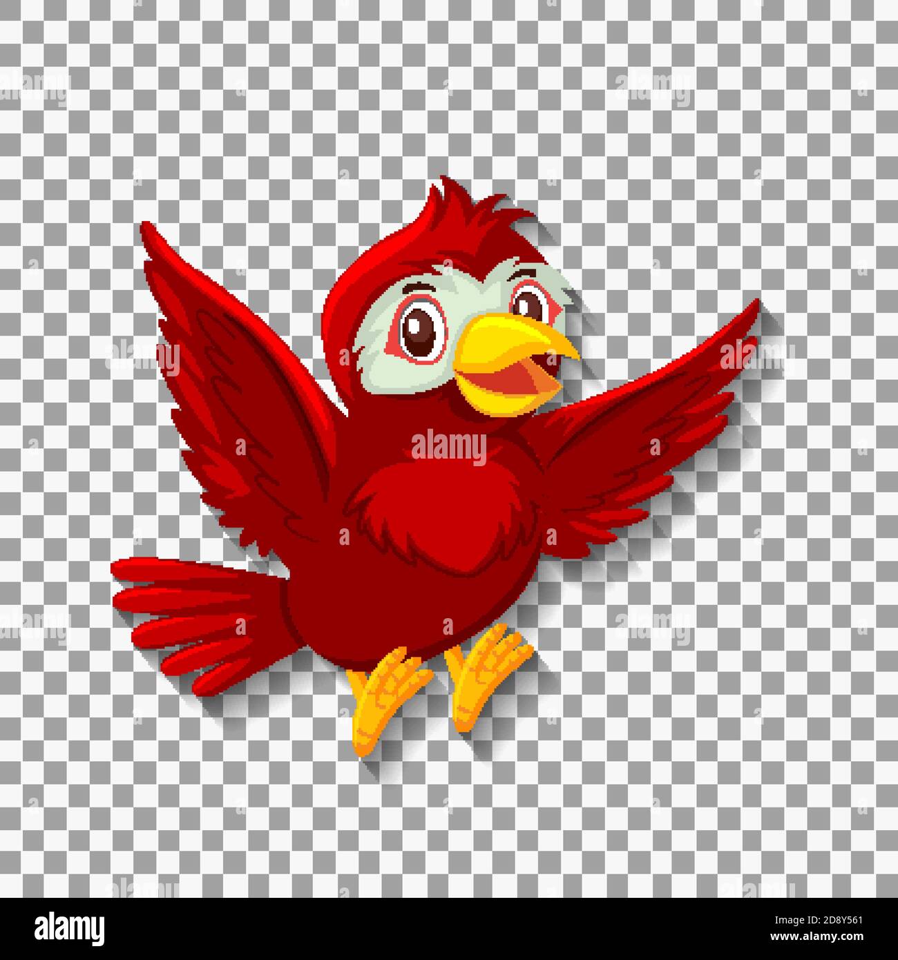 Cute red bird cartoon character illustration Stock Vector Image & Art ...