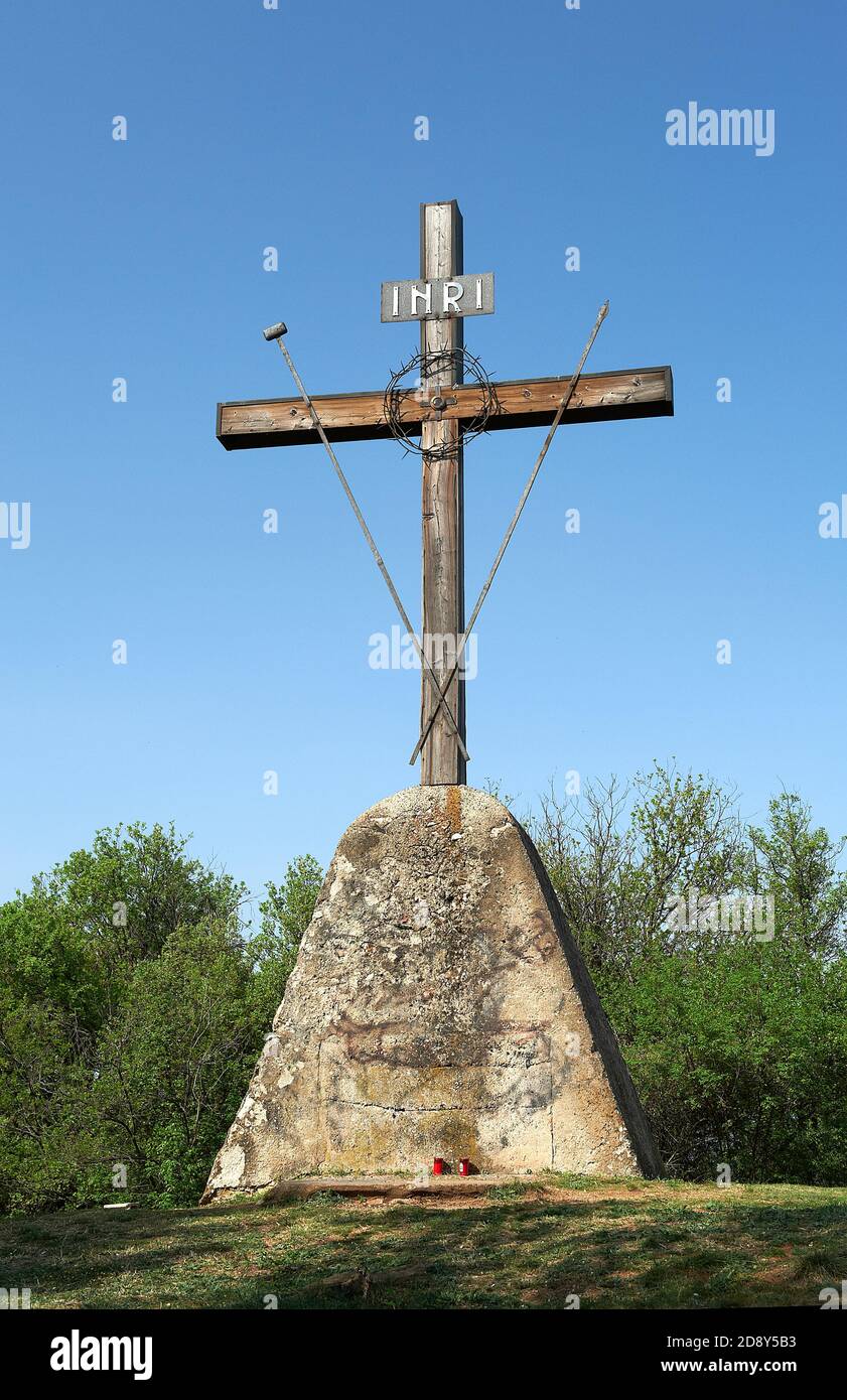Monte Orfano (Bs), Franciacorta,Itlay, the crucifix on top of the hill ...