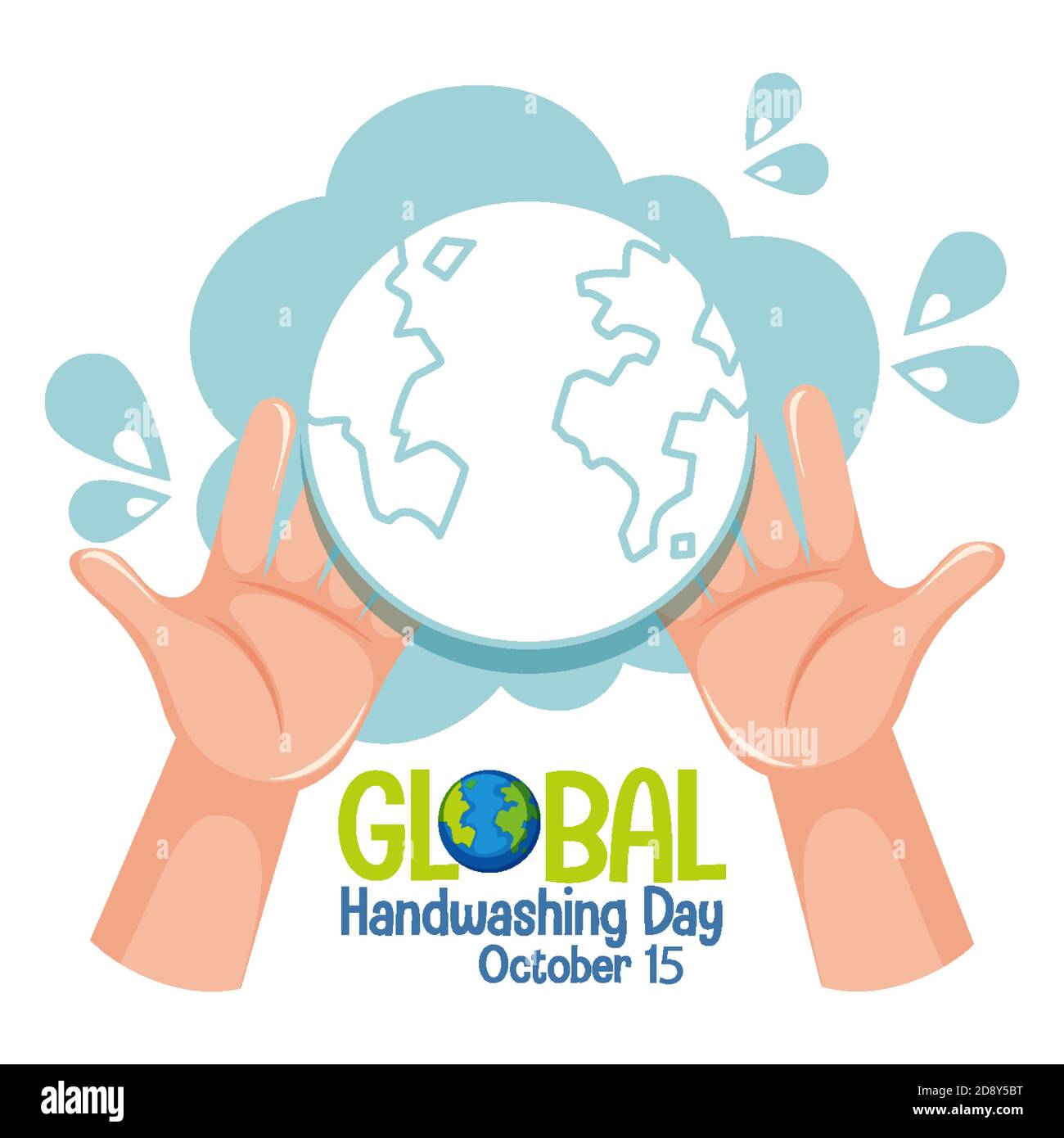 Global Hand washing Day logo with hands holding globe illustration ...