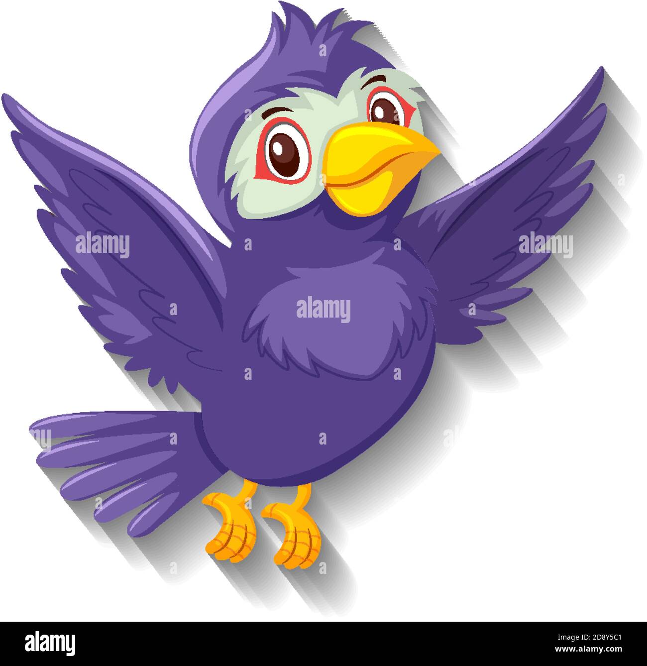 Cute purple bird cartoon character illustration Stock Vector Image ...