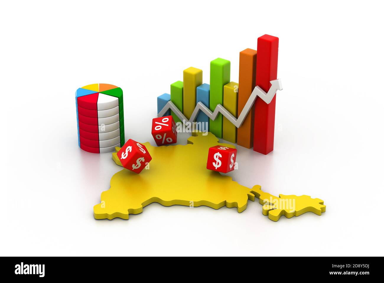 Digital illustration of business graph with India map Stock Photo - Alamy