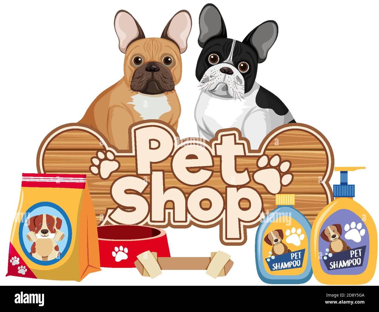 Pet Care logo or banner with cute dogs on white background illustration ...