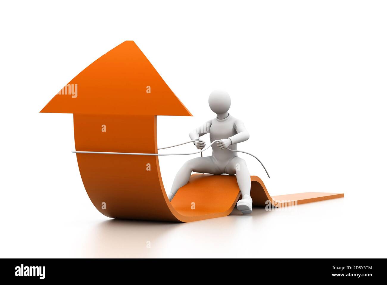 man works together to pull up a growth arrow Stock Photo - Alamy