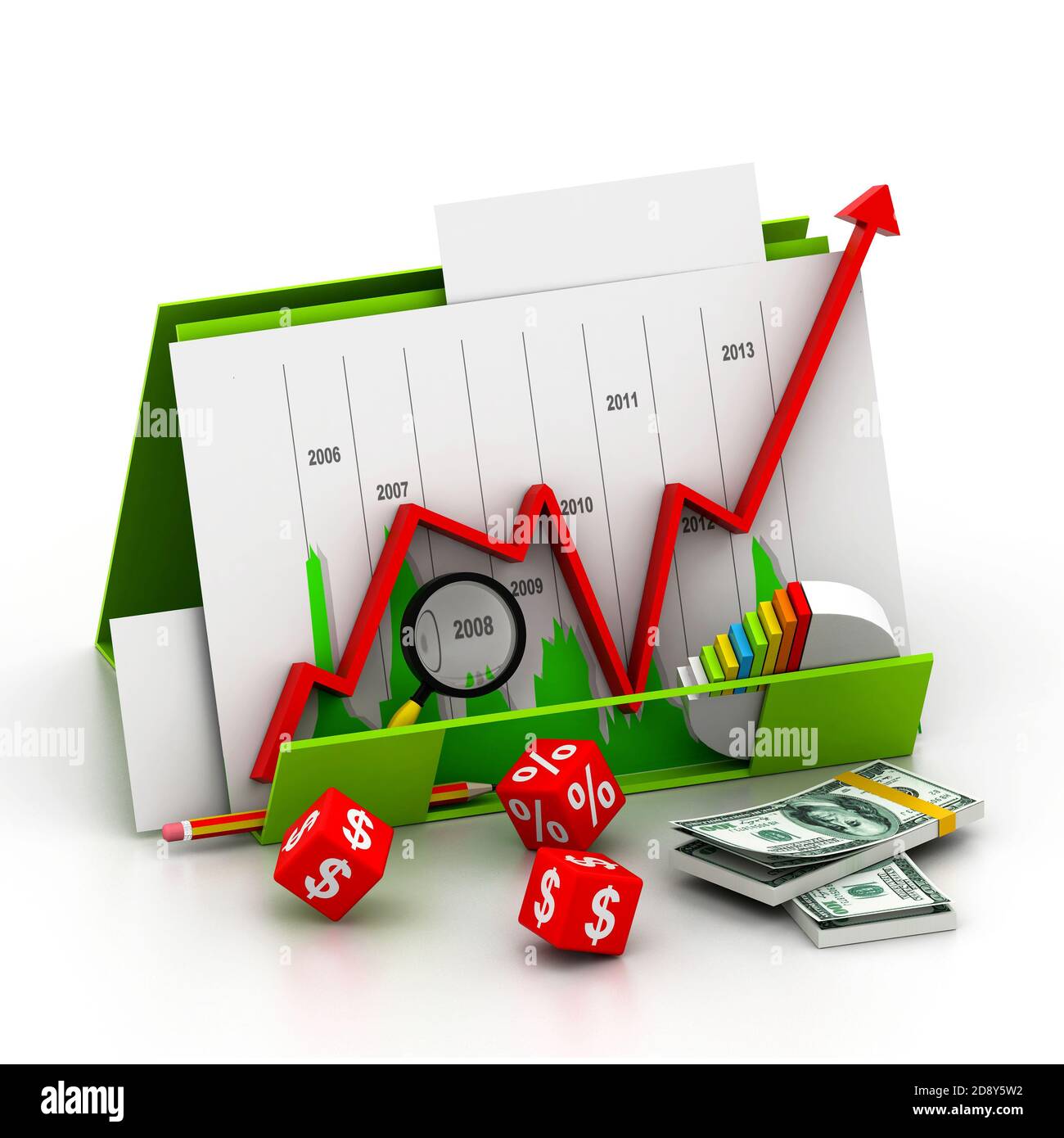 Business graph and chart in folder Stock Photo - Alamy