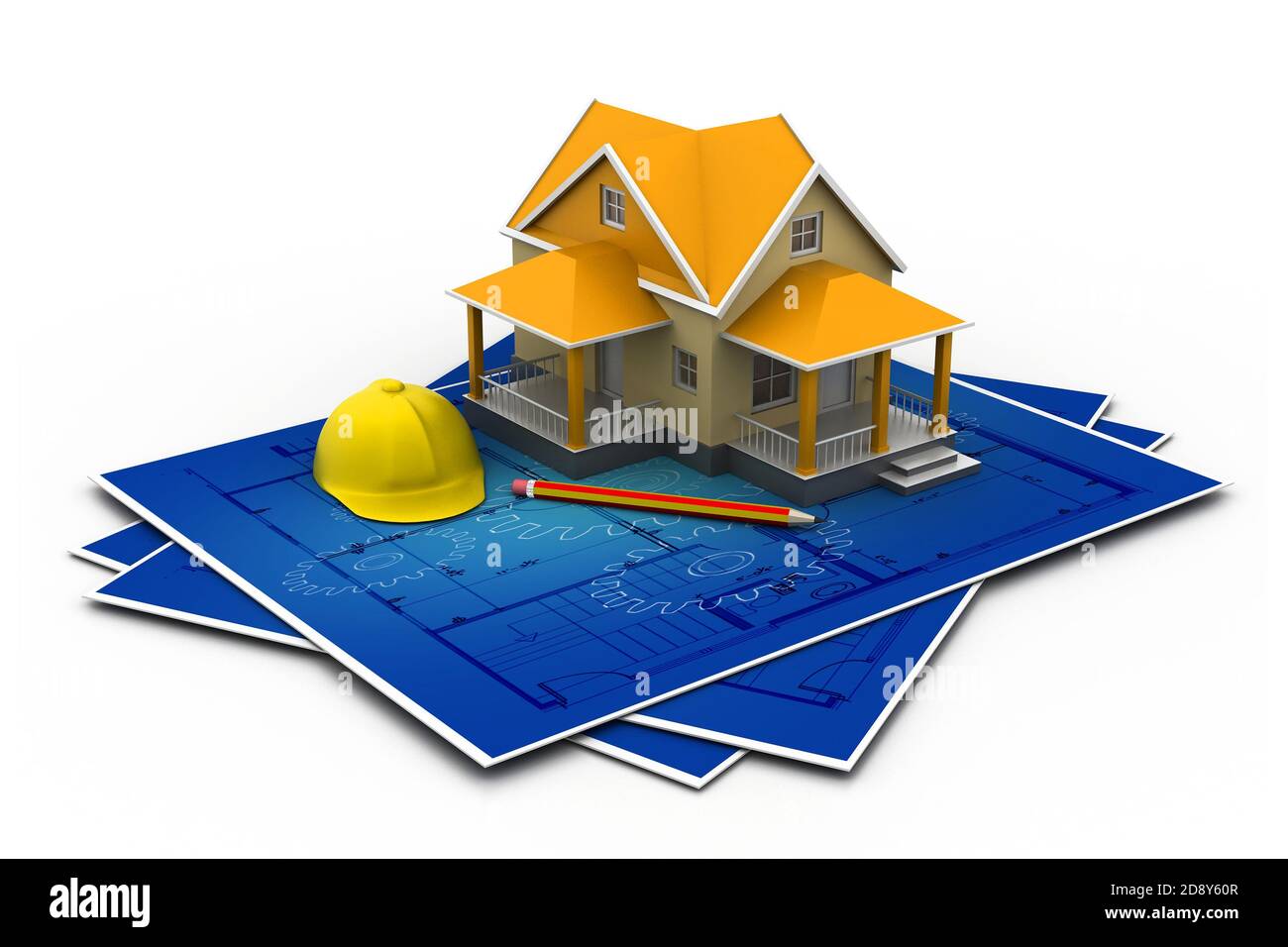 House model on a plan Stock Photo - Alamy