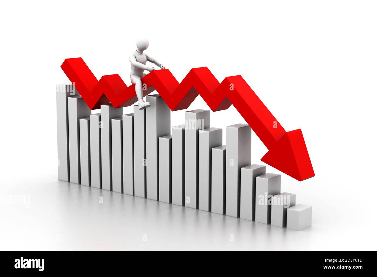 businessman moving down on an arrow graph Stock Photo - Alamy