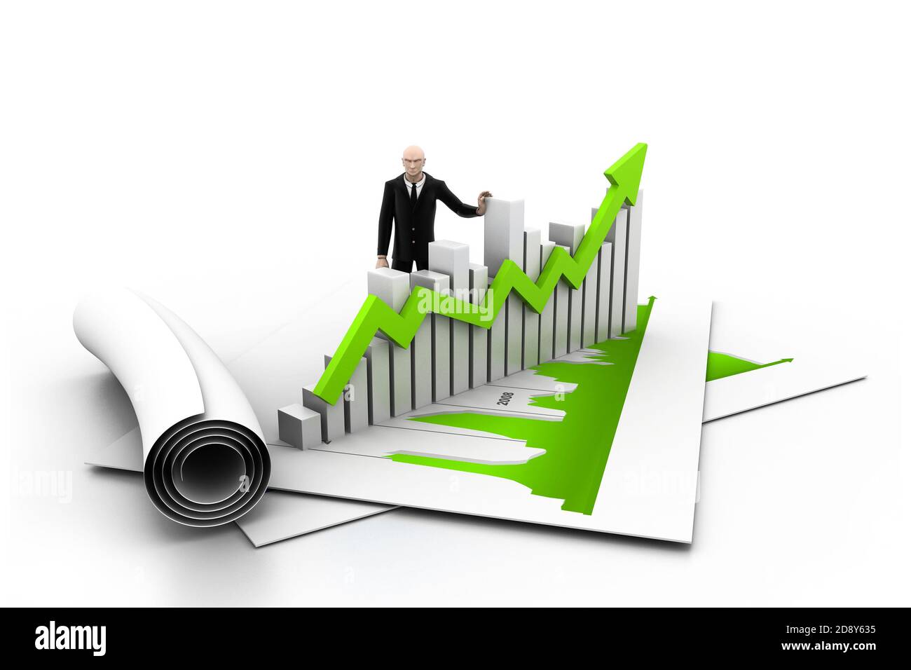 Business man with growth graph in chart Stock Photo - Alamy