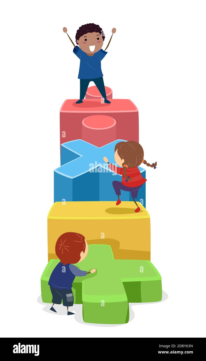 Illustration of Stickman Kids Climbing on Math Operators Symbol from ...