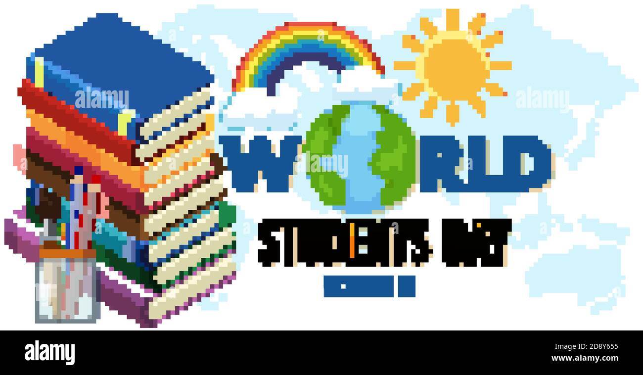 World Students Day logo or banner with student items illustration Stock ...