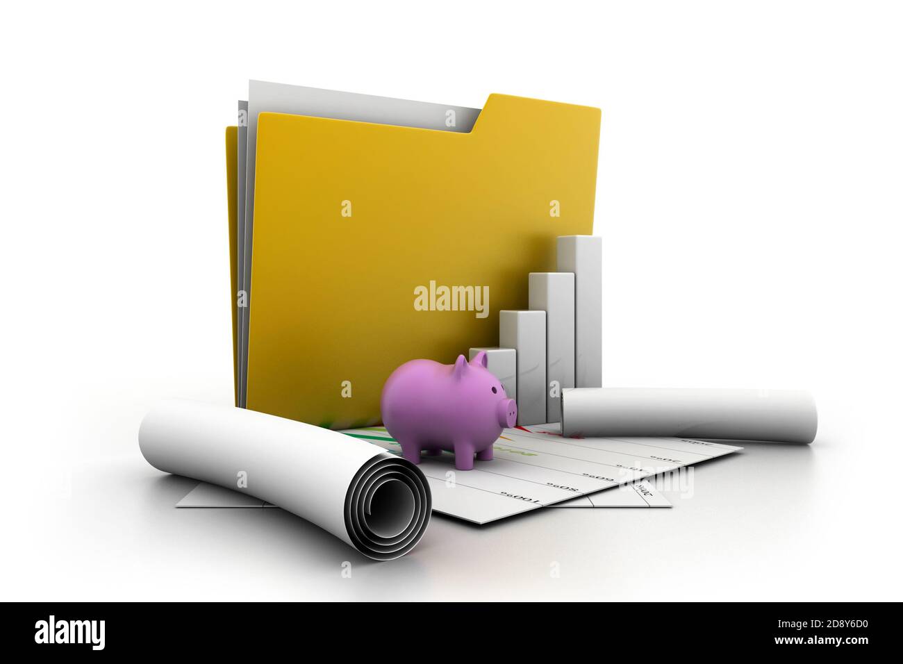 Business graph and folder in chart Stock Photo - Alamy