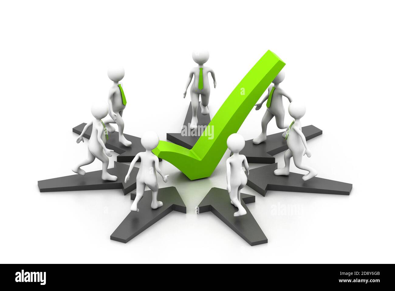 people around green check mark Stock Photo - Alamy