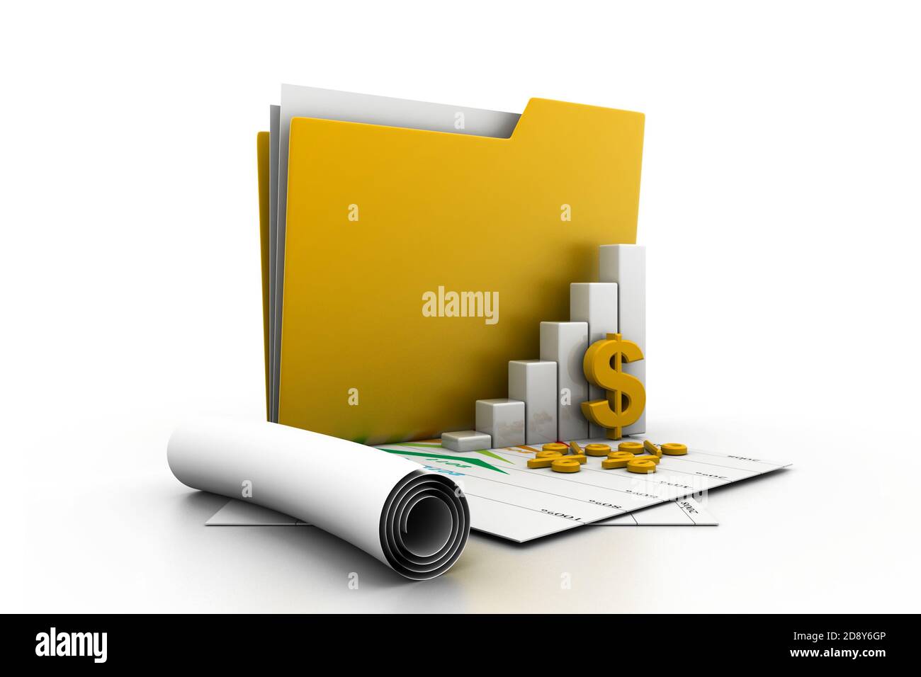 Business graph and folder in chart Stock Photo - Alamy