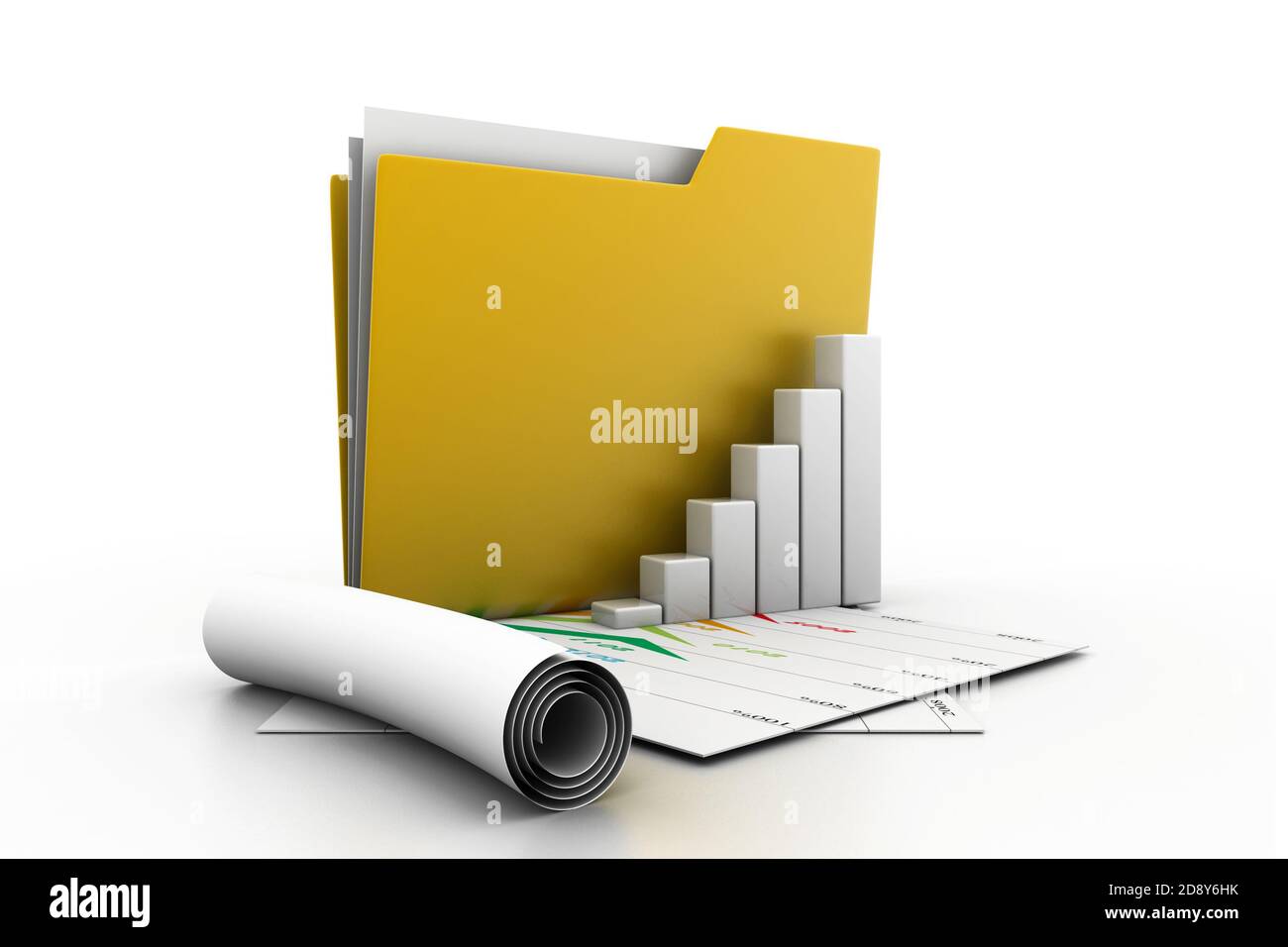 Business graph and folder in chart Stock Photo - Alamy