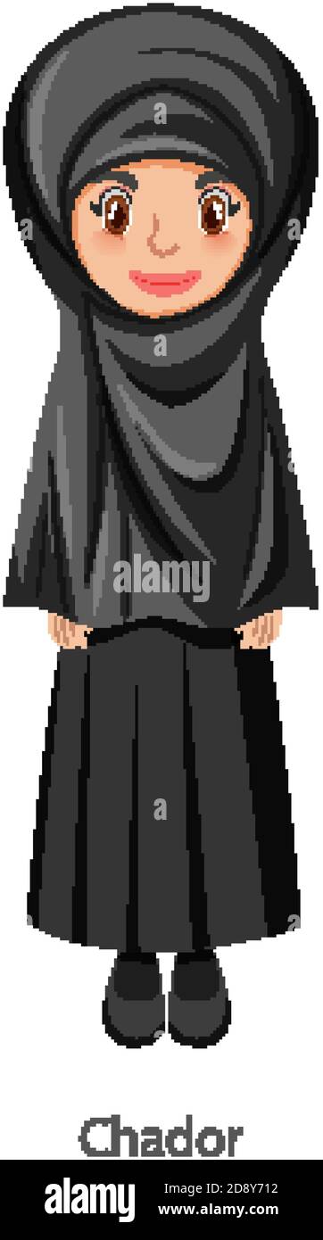 A woman wearing Chador Islamic traditional veil cartoon character ...