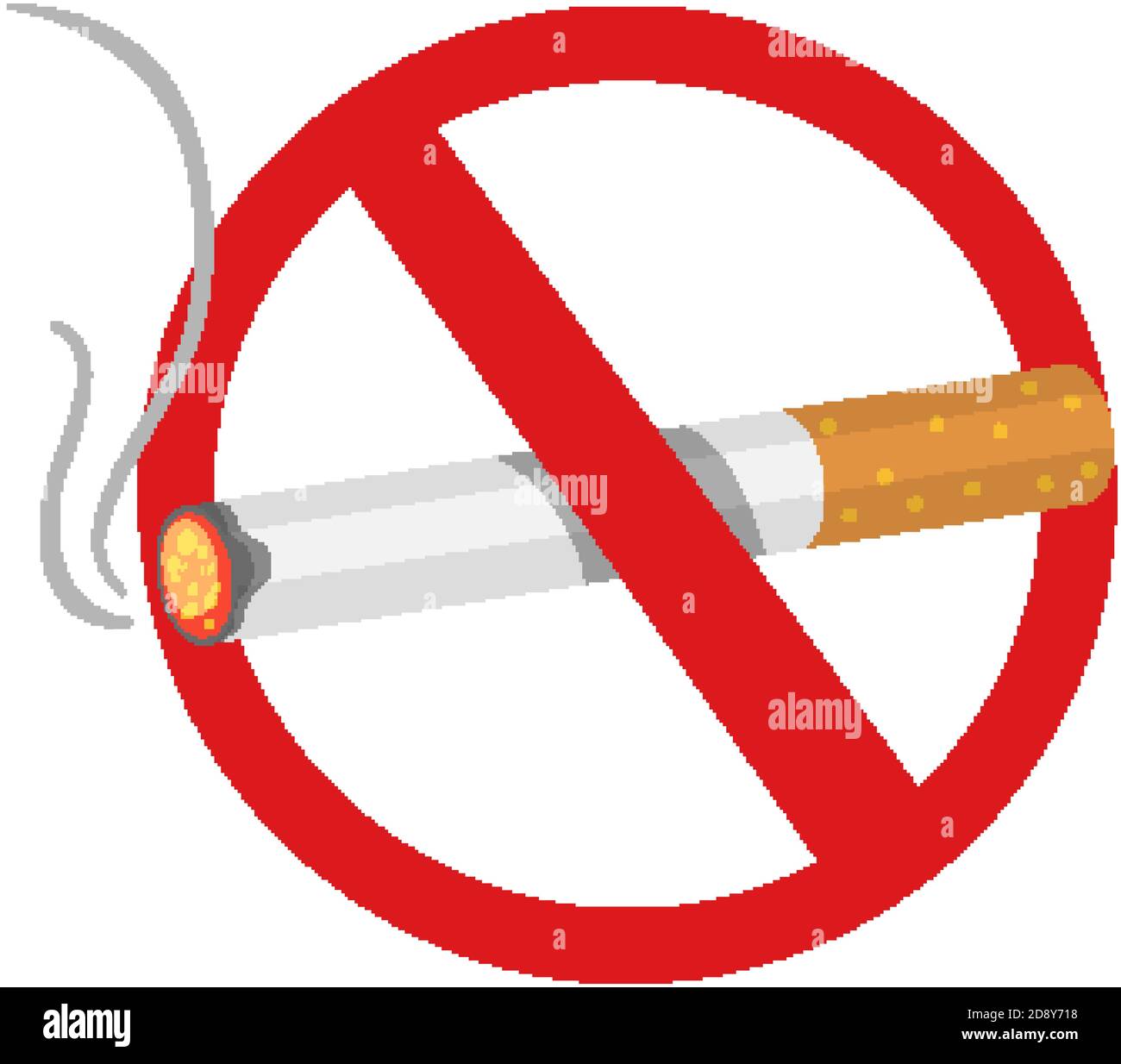 Forbidden No Tobacco Or Cigarette Burns Isolated On White Background