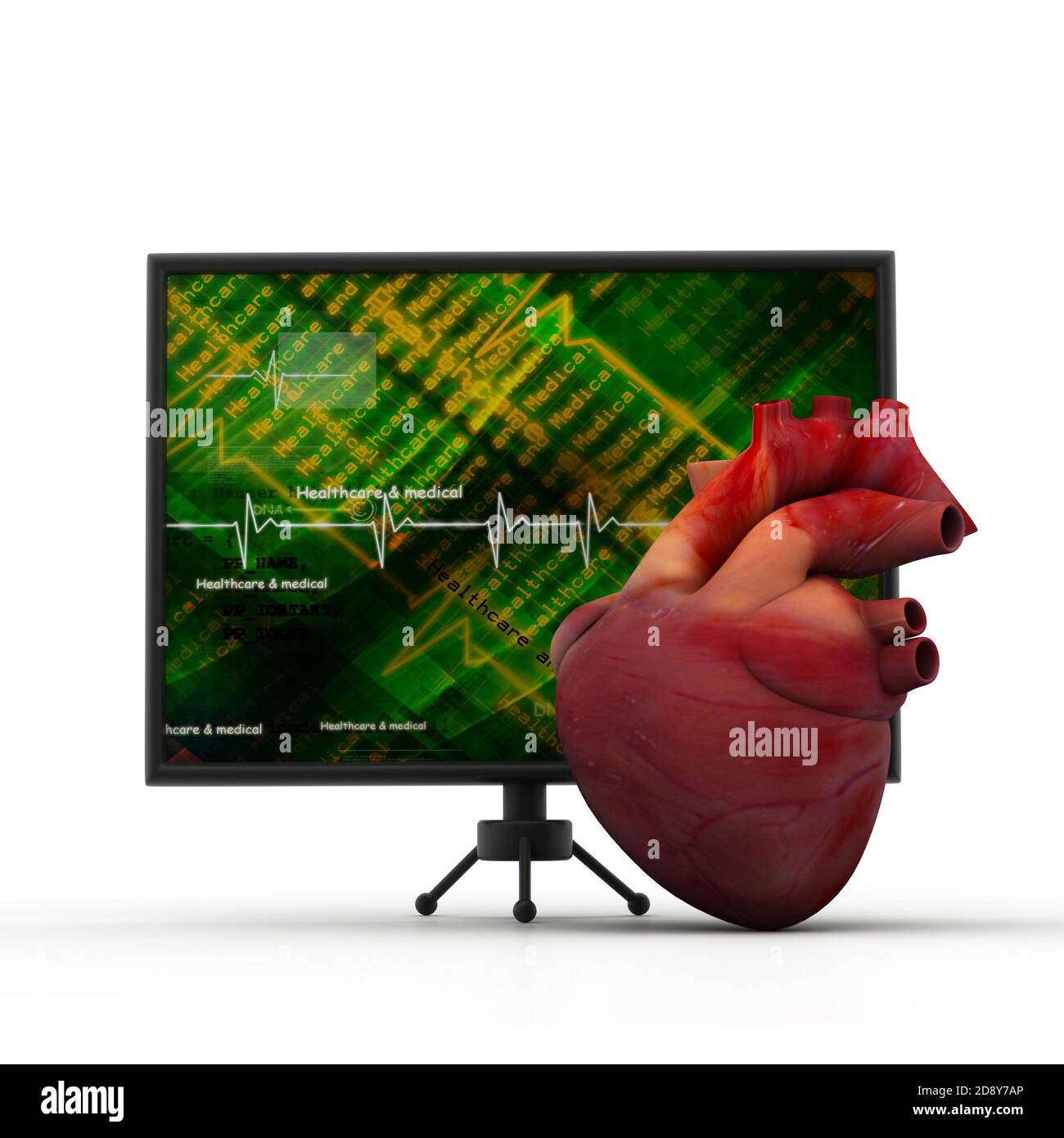 Human heart with ECG heart beat monitor Stock Photo - Alamy