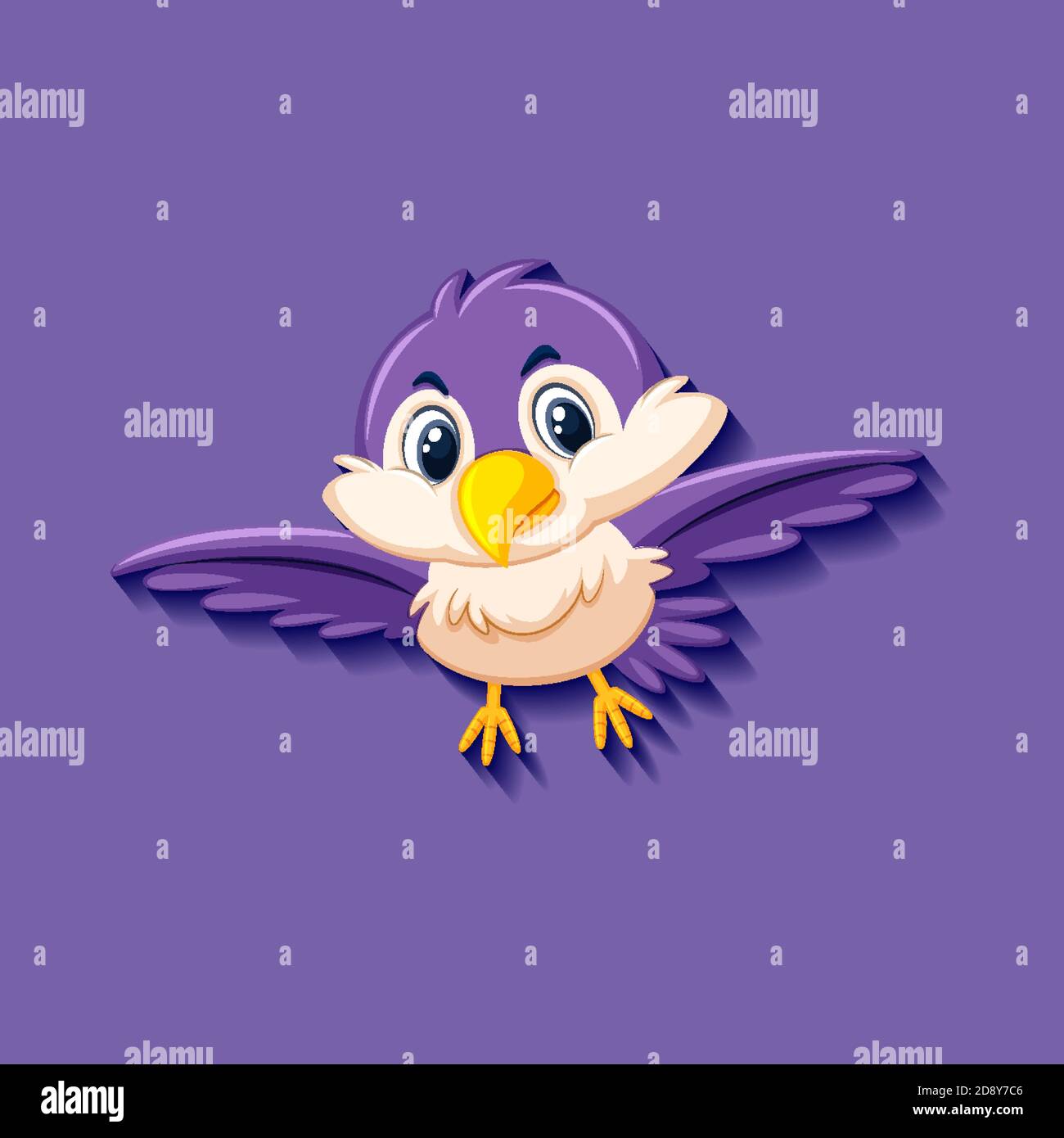 Cute purple bird cartoon character illustration Stock Vector Image ...