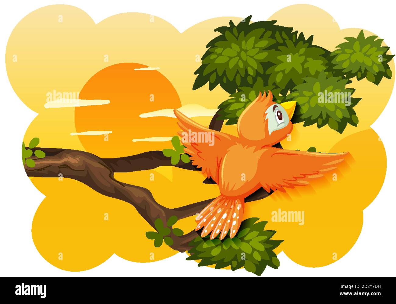 Bird in nature sunset scene illustration Stock Vector Image & Art - Alamy