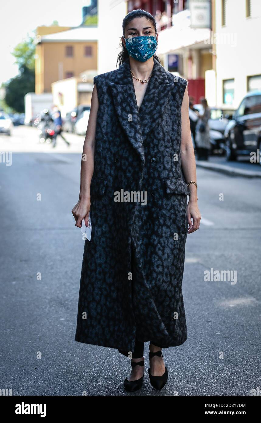 MILAN, Italy- September 27 2020: Caroline Issa on the street in Milan ...