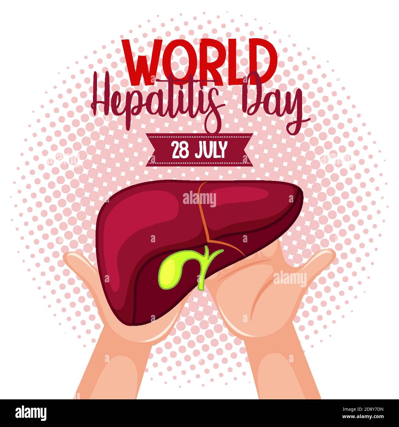World Hepatitis Day logo or banner with hands holding liver ...