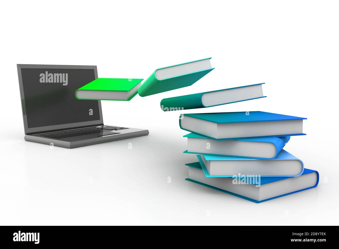 books fly into your laptop Stock Photo - Alamy