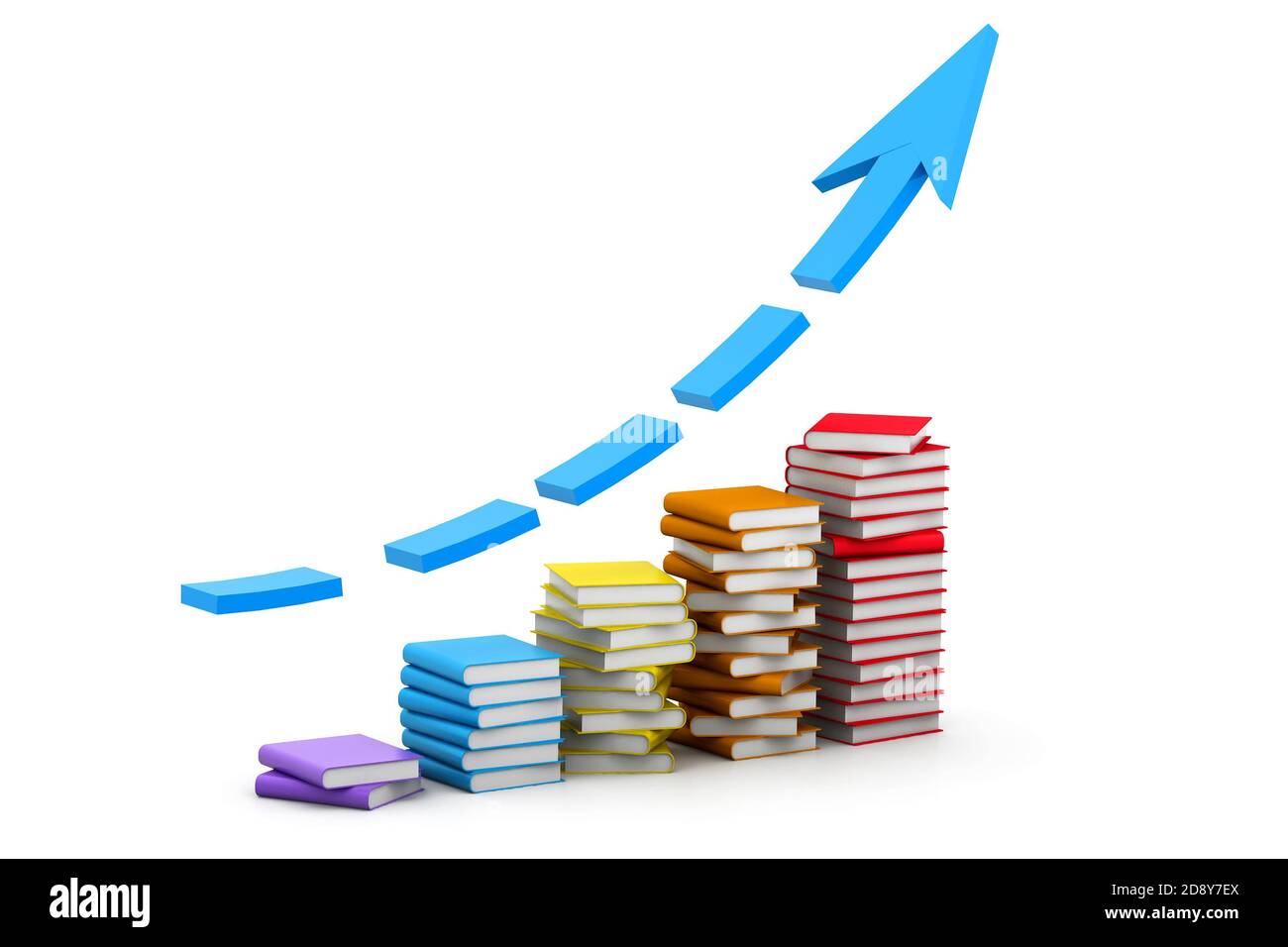 pile of colourful book forming bar graph Stock Photo - Alamy