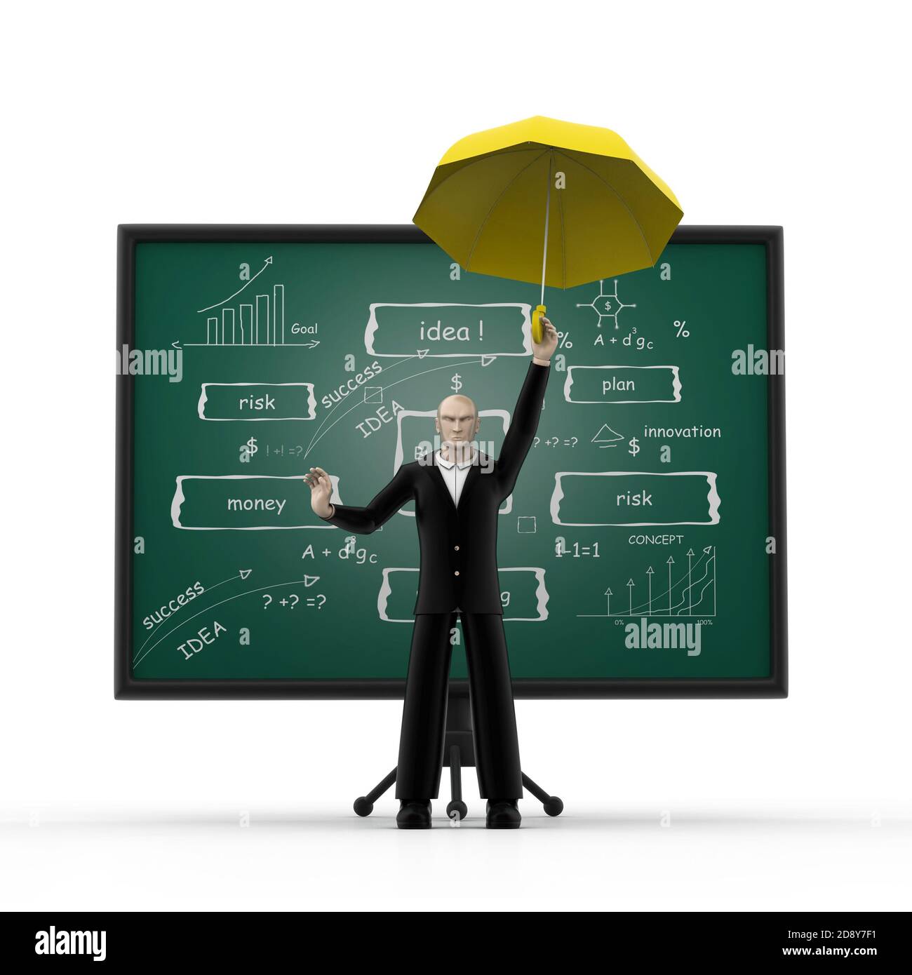 3d man with business strategy board Stock Photo - Alamy