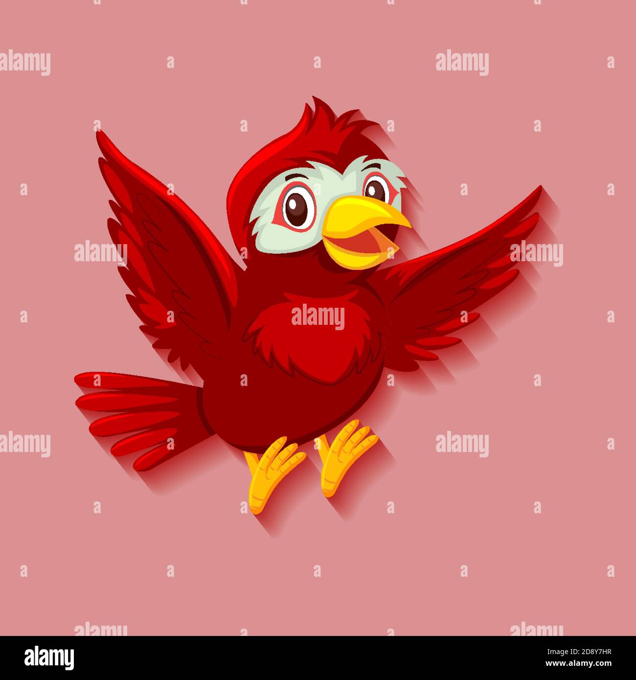 Cute red bird cartoon character illustration Stock Vector Image & Art ...