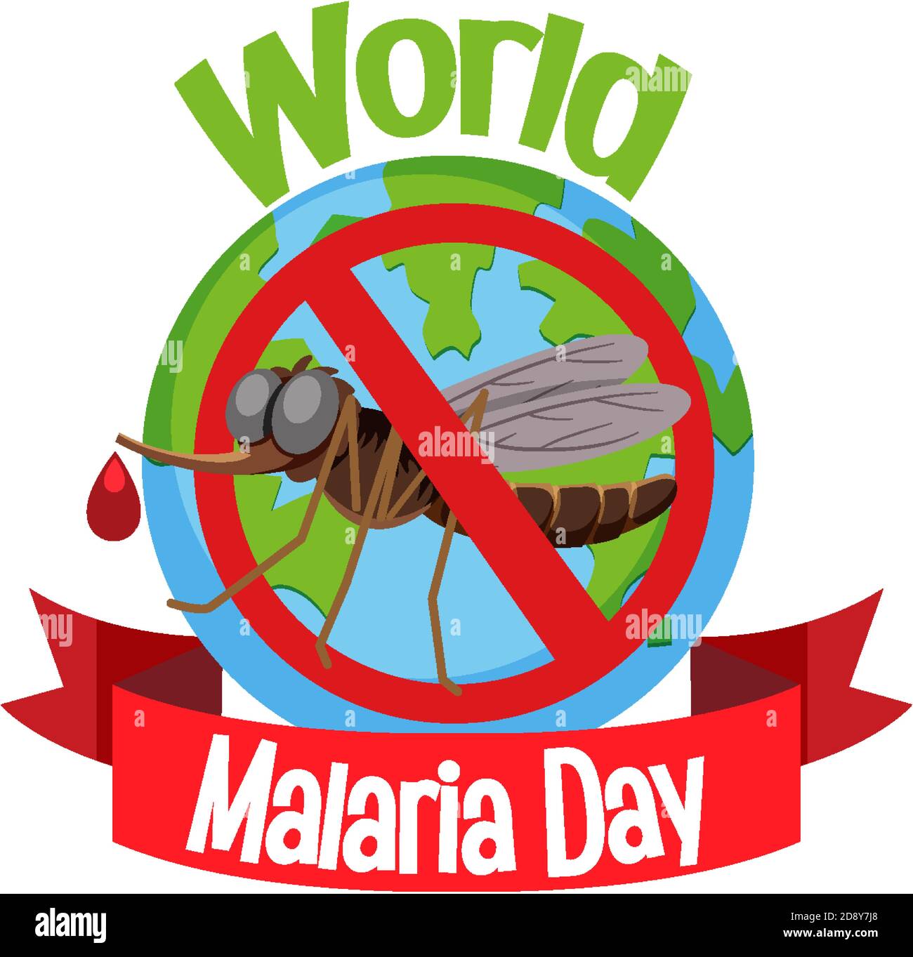 World Malaria Day logo or banner with no mosquito on the earth ...