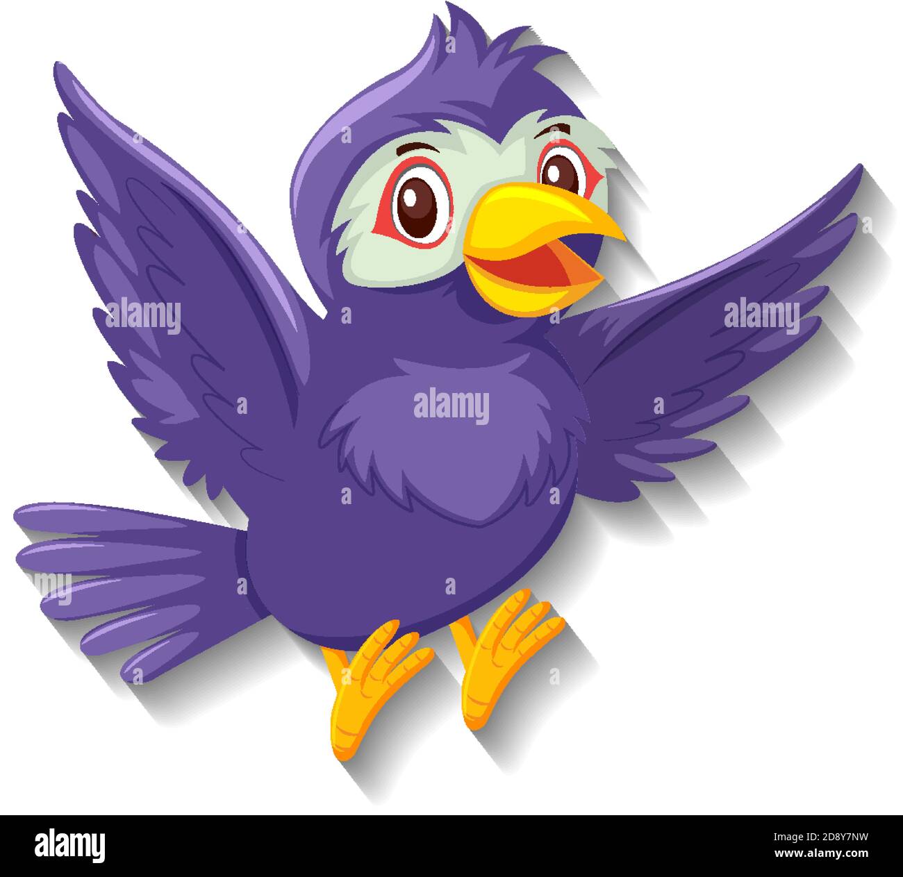 Cute purple bird cartoon character illustration Stock Vector Image ...