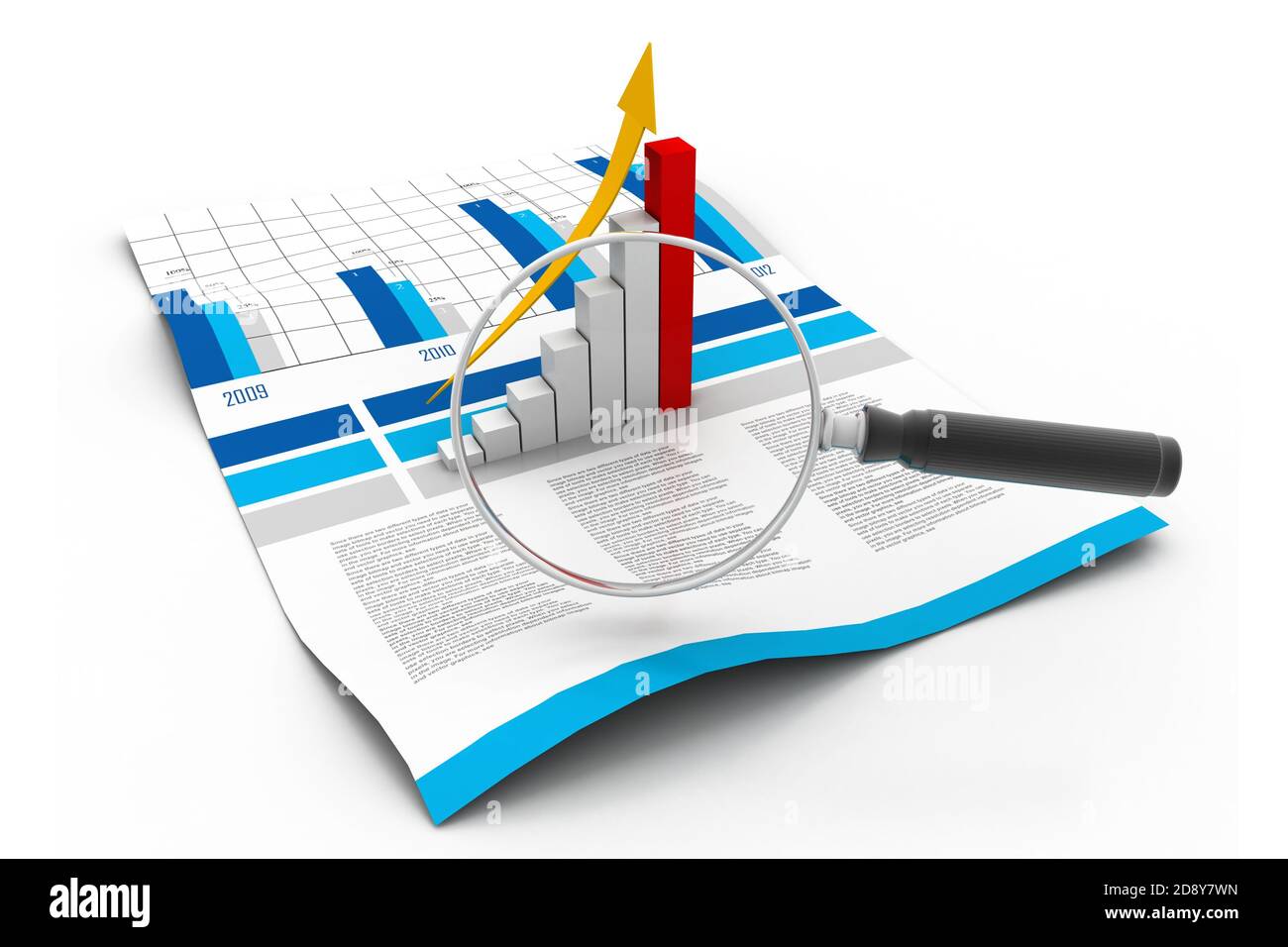 Business chart and magnifying glass Stock Photo - Alamy