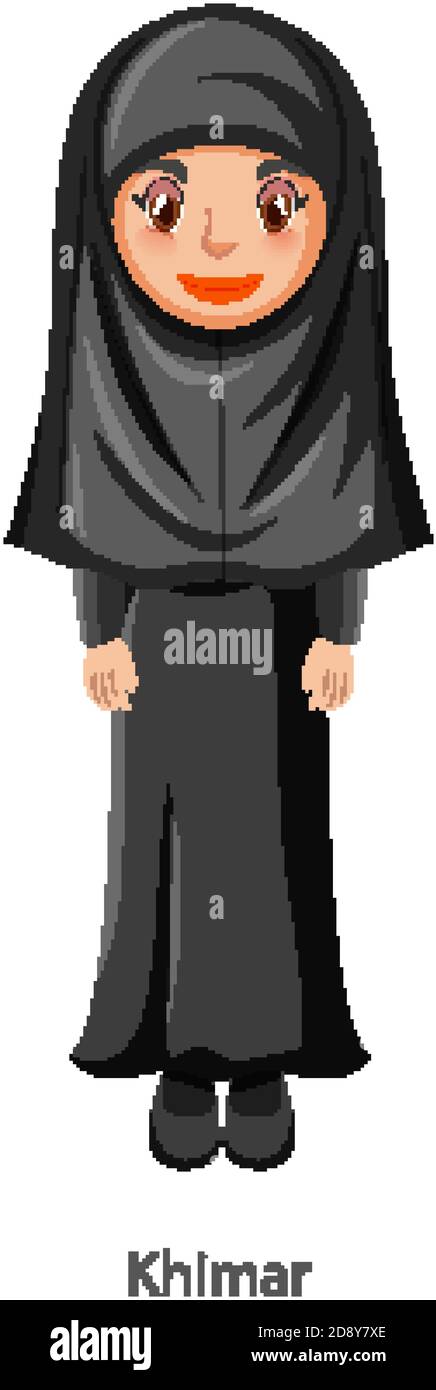A woman wearing Khimar Islamic traditional veil cartoon character ...