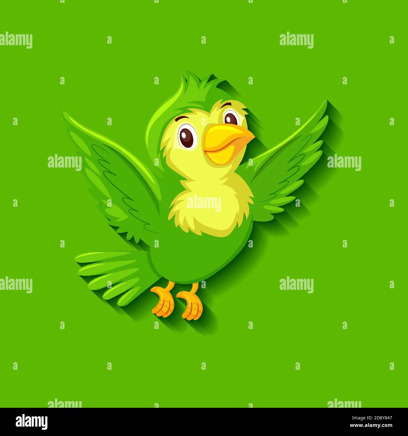 Cute green bird cartoon character illustration Stock Vector Image & Art ...