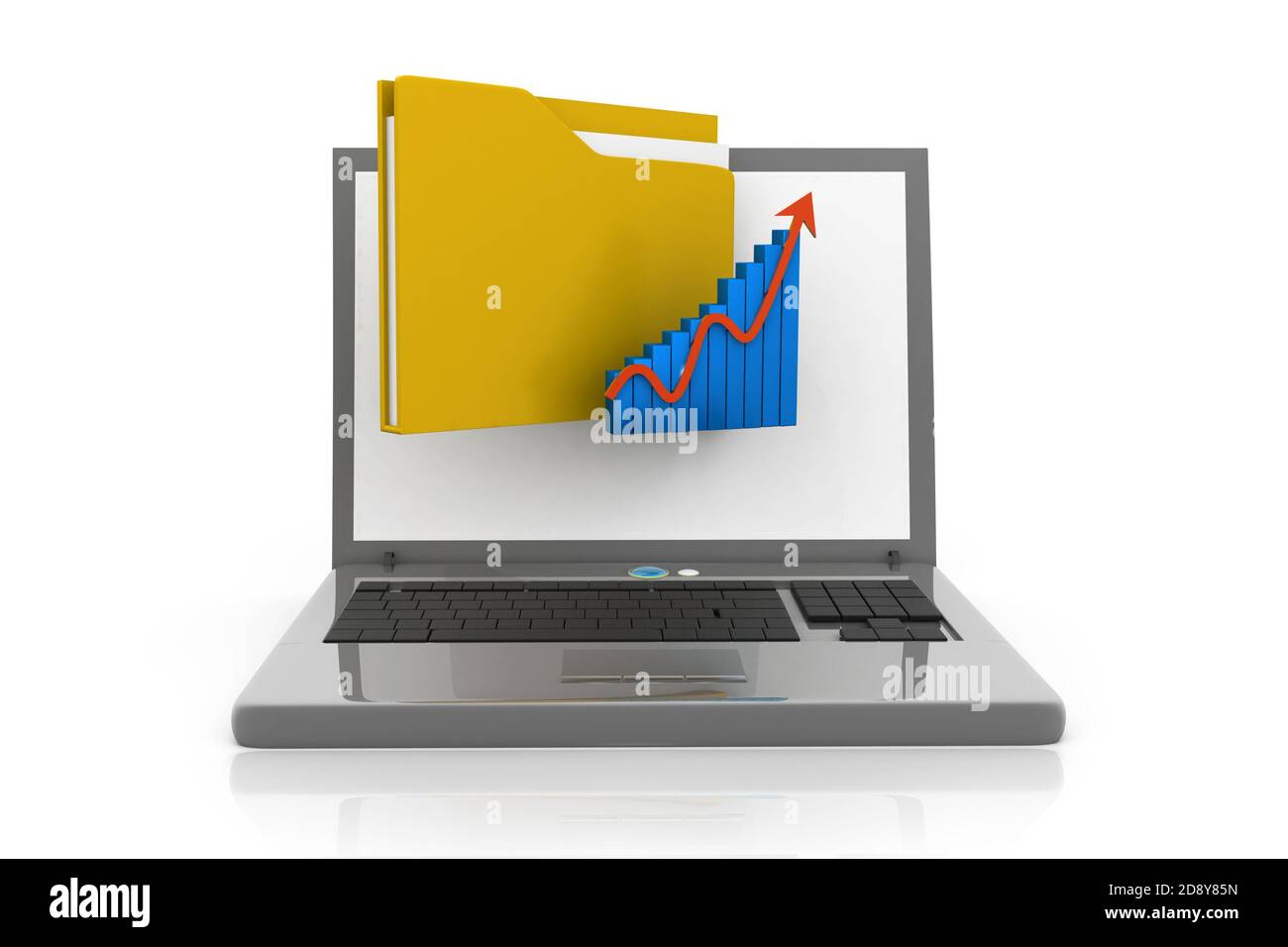 folder and graph in laptop Stock Photo - Alamy